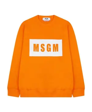 MSGM Logo Print Crewneck Sweater - Orange