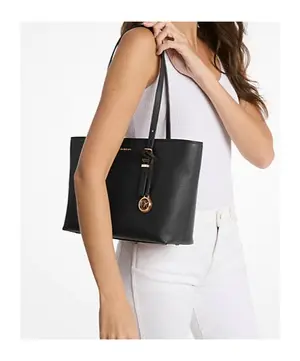 Michael Kors Quinn Medium Pebbled Leather Tote Bag - Black