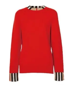 Burberry Striped Crew Neck Sweater - Brightred