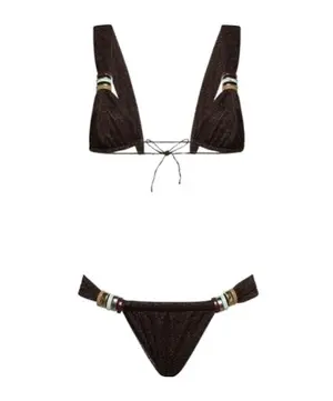 Oseree Embellished Triangle Bikini - Black