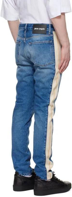 Palm Angels Logo Patch Straight Leg Jeans