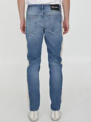 Palm Angels Logo Patch Straight Leg Jeans