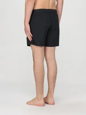DONDUP Drawstring Waist Swim Shorts With Graphic Detail - Black