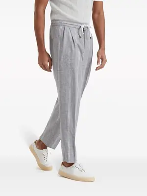 Brunello Cucinelli Vertical-striped Tapered Trousers - Gray