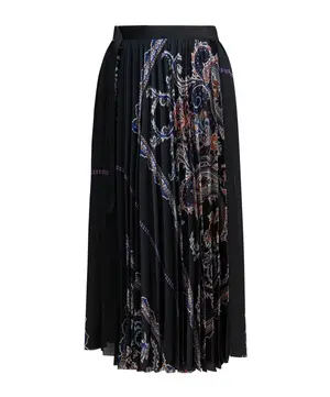 Sacai Sacai Paisley Printed Pleated Midi Skirt No