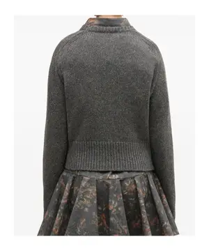 GANNI V-neck Jumper With Ribbed Details - No