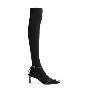 JIL SANDER Pointed Boots With Ankle Strap - Black