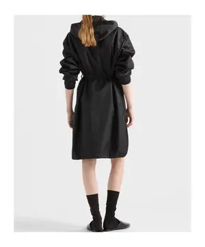 Prada Zip-up Belted Coat With Hood