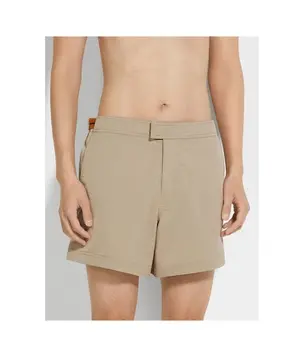 Zegna 232 Road Brand Mark Swim Trunks - Light Brown