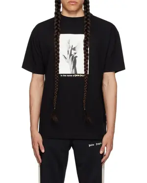 Palm Angels Wings Graphic-print Cotton T-shirt - Black