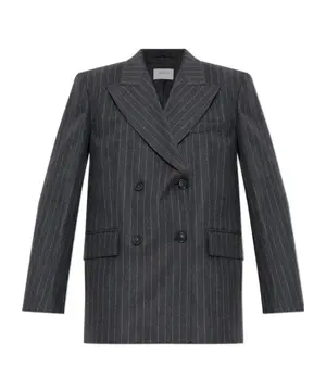Sportmax Belford Pinstripe Double Breasted Blazer - Grey