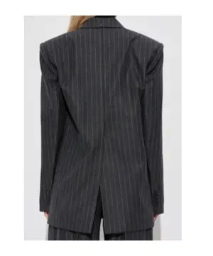 Sportmax Belford Pinstripe Double Breasted Blazer - Grey