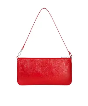 COURREGES Courrèges Logo-plaque Zipped Naplack Pouch Bag - Bright Red