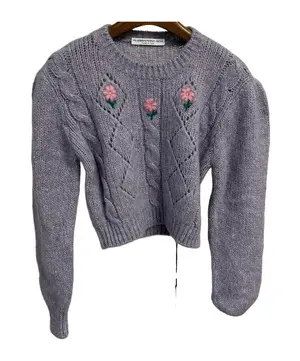 Alessandra Rich Floral Embroidered Crew Neck Sweater