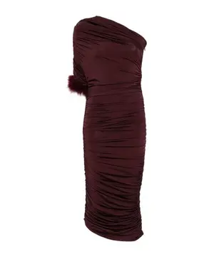 MUGLER One-shoulder Draped Dress With Fur Detail - Black