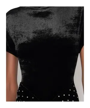 Alaïa Draped Strass Velvet Jersey Gown