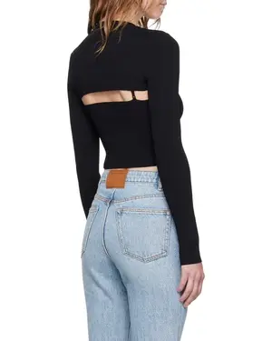 Alexander Wang Cropped Knit Top With Rainbow Button Detail