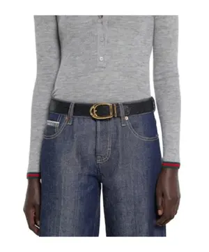 Gucci Leather Belt With Stirrup Buckle