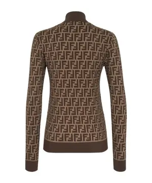 Fendi Monogrammed Knitted Jumper - Brown