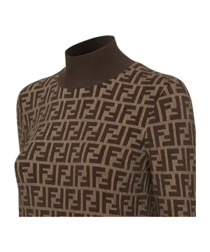 Fendi Monogrammed Knitted Jumper - Brown