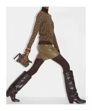 Fendi Monogrammed Knitted Jumper - Brown