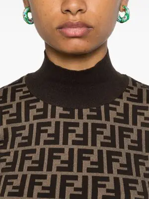 Fendi Monogrammed Knitted Jumper - Brown