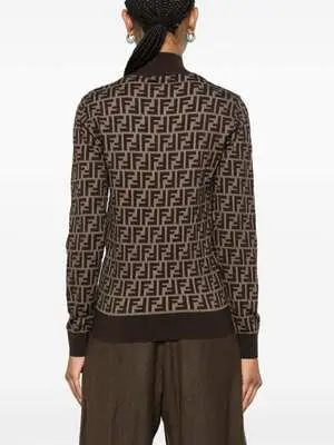Fendi Monogrammed Knitted Jumper - Brown