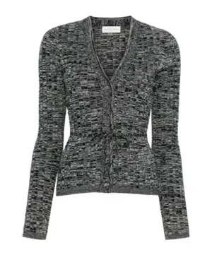 Dries Van Noten V-neck Long-sleeve Knitted Cardigan With Drawstring - Black