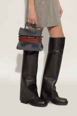 Moschino Tie Me Belted Mini Top Handle Bag - Black