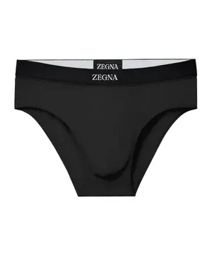 Zegna Logo Waist-edge Panties - Black