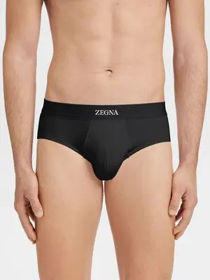 Zegna Logo Waist-edge Panties - Black