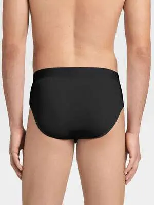 Zegna Logo Waist-edge Panties - Black