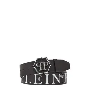 Philipp Plein Hexagon Logo Buckle Belt - Black
