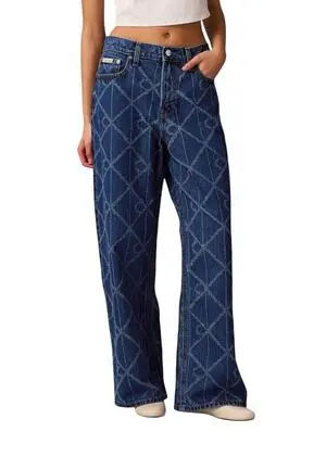 Calvin Klein Belt Loop Monogram Jeans - Blue