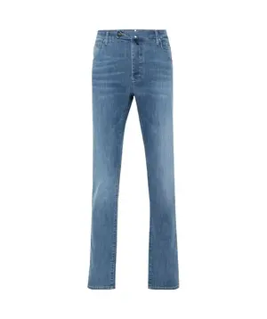 Incotex Logo Patch Tapered Jeans - Blue