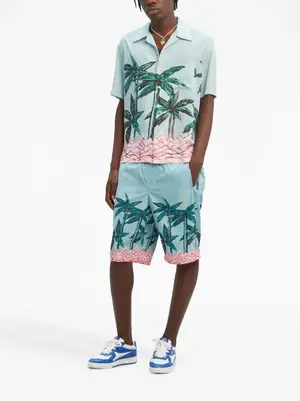 Palm Angels Palms Row Swim Shorts - Blue