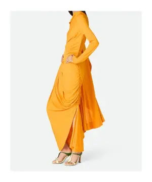 Bottega Veneta Viscose Jersey Draped Dress - Orange