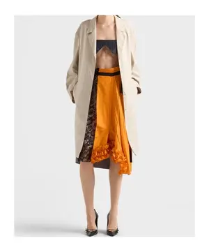 Prada Asymmetrical Floral Lace Midi Skirt - Orange