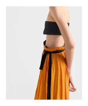 Prada Asymmetrical Floral Lace Midi Skirt - Orange