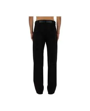 Moschino Pleated Front Casual Pants With Pockets And Belt Detail - Black