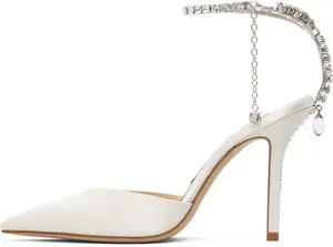 JIMMY CHOO Saeda 100 Embellished Stiletto Sandals - Ivory White/crystal