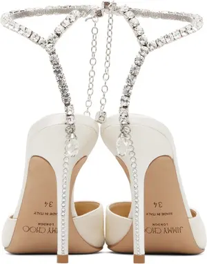 JIMMY CHOO Saeda 100 Embellished Stiletto Sandals - Ivory White/crystal