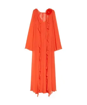 Max Mara Georgette Ruffle Maxi Dress