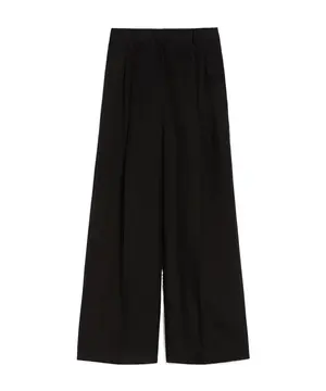 Max Mara Viscose And Linen Wide-leg Trousers - Black
