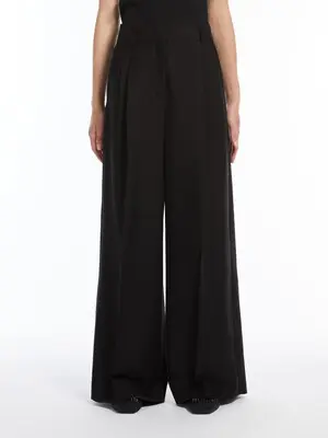 Max Mara Viscose And Linen Wide-leg Trousers - Black