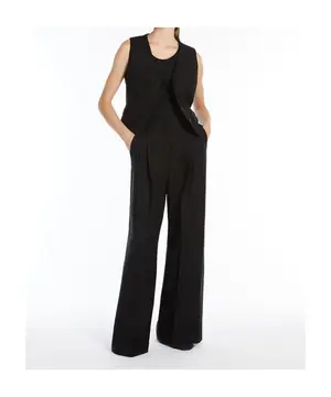 Max Mara Viscose And Linen Wide-leg Trousers - Black