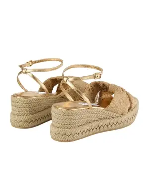 JIMMY CHOO Aella Braided Wedge Sandals - Goldmix