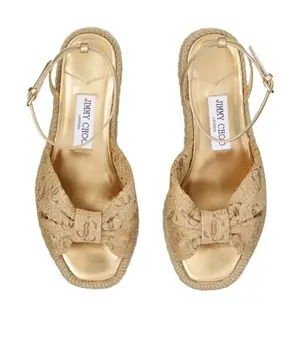 JIMMY CHOO Aella Braided Wedge Sandals - Goldmix