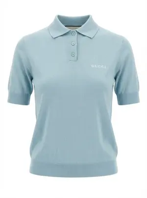 Gucci Regular Fit Short-sleeved Polo Shirt With Logo - Light Blue