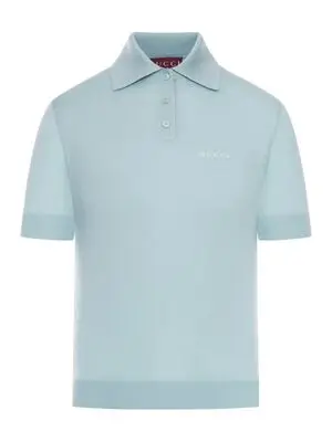 Gucci Regular Fit Short-sleeved Polo Shirt With Logo - Light Blue